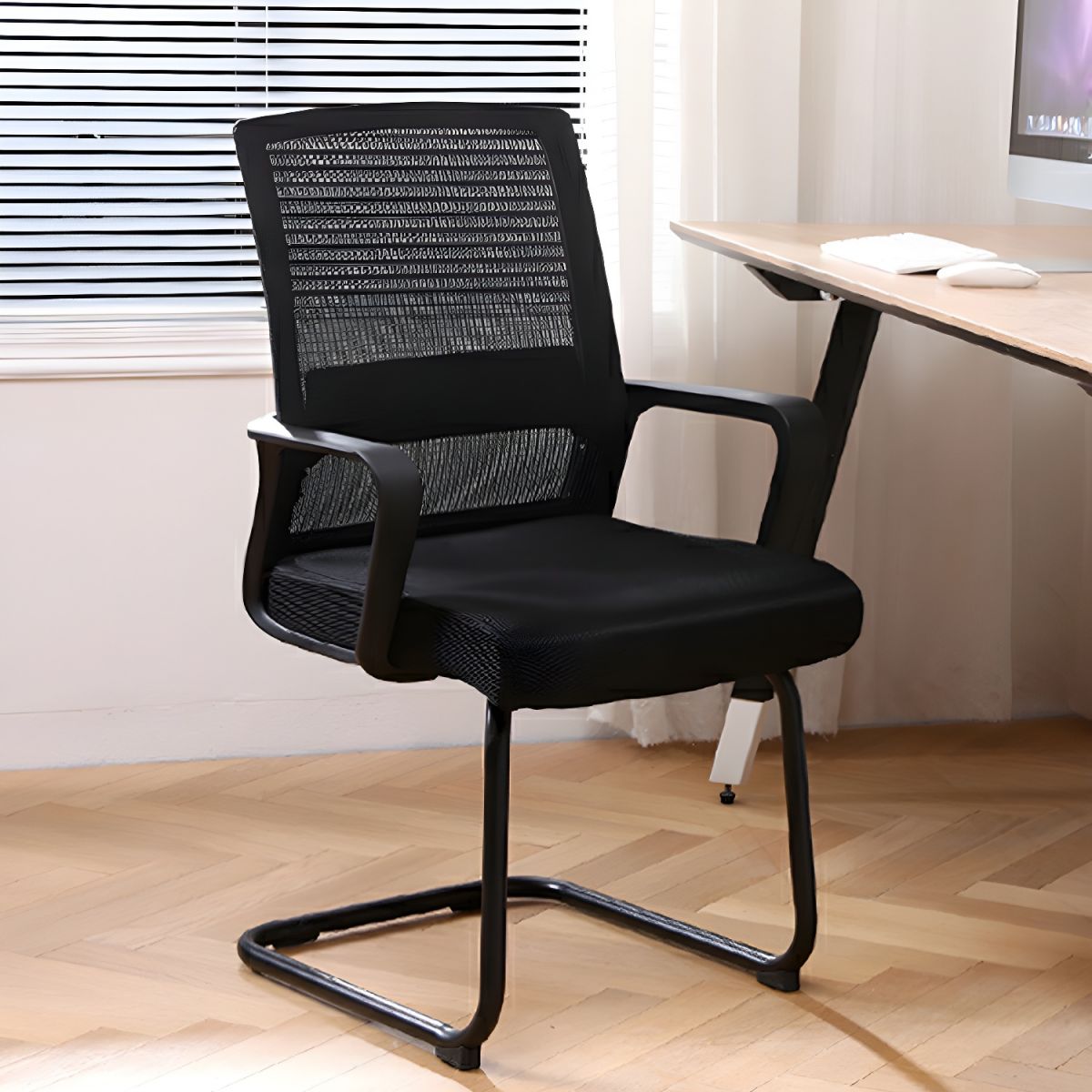 Mesh office waiting chair (black) – Worksmart Furniture