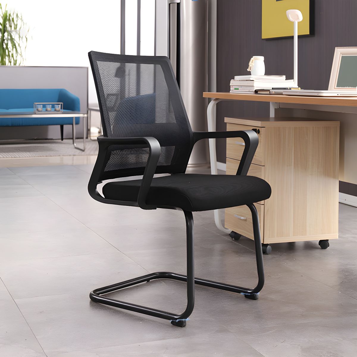 Mesh office waiting chair (black) – Worksmart Furniture
